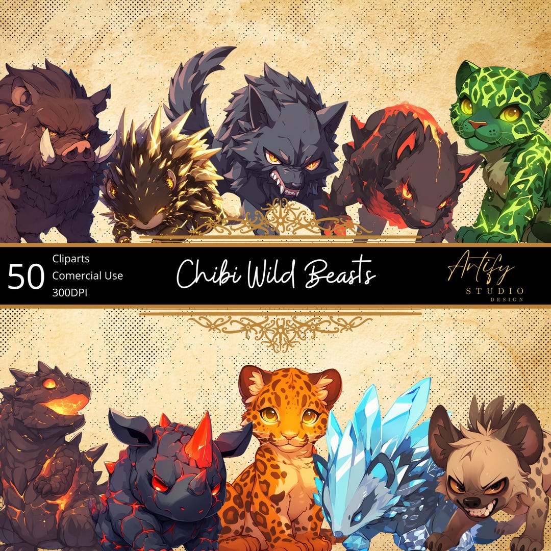 Chibi Wild Beasts – 50 Adorable yet Fierce Creatures , Transparent ...