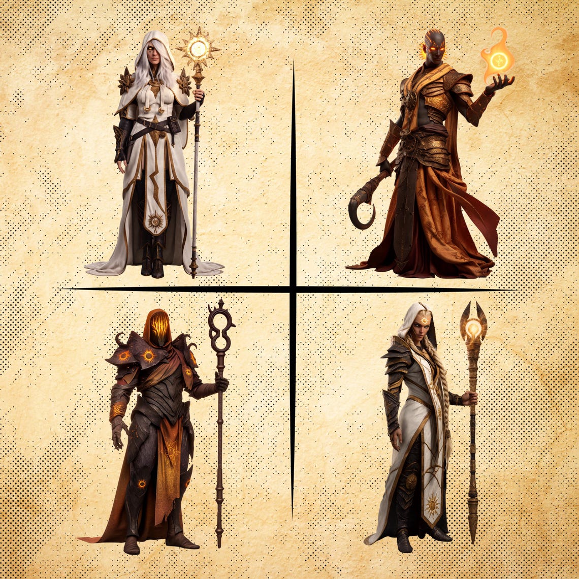 Sun Priests – 23 Fantasy Cleric Cliparts for TTRPG Adventures, Digital ...