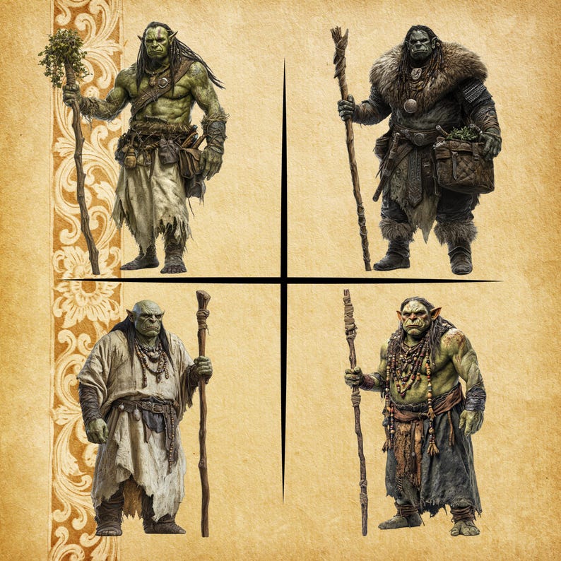 Orc Shamans – 20 Fantasy Cliparts of Powerful Spellcasters ...