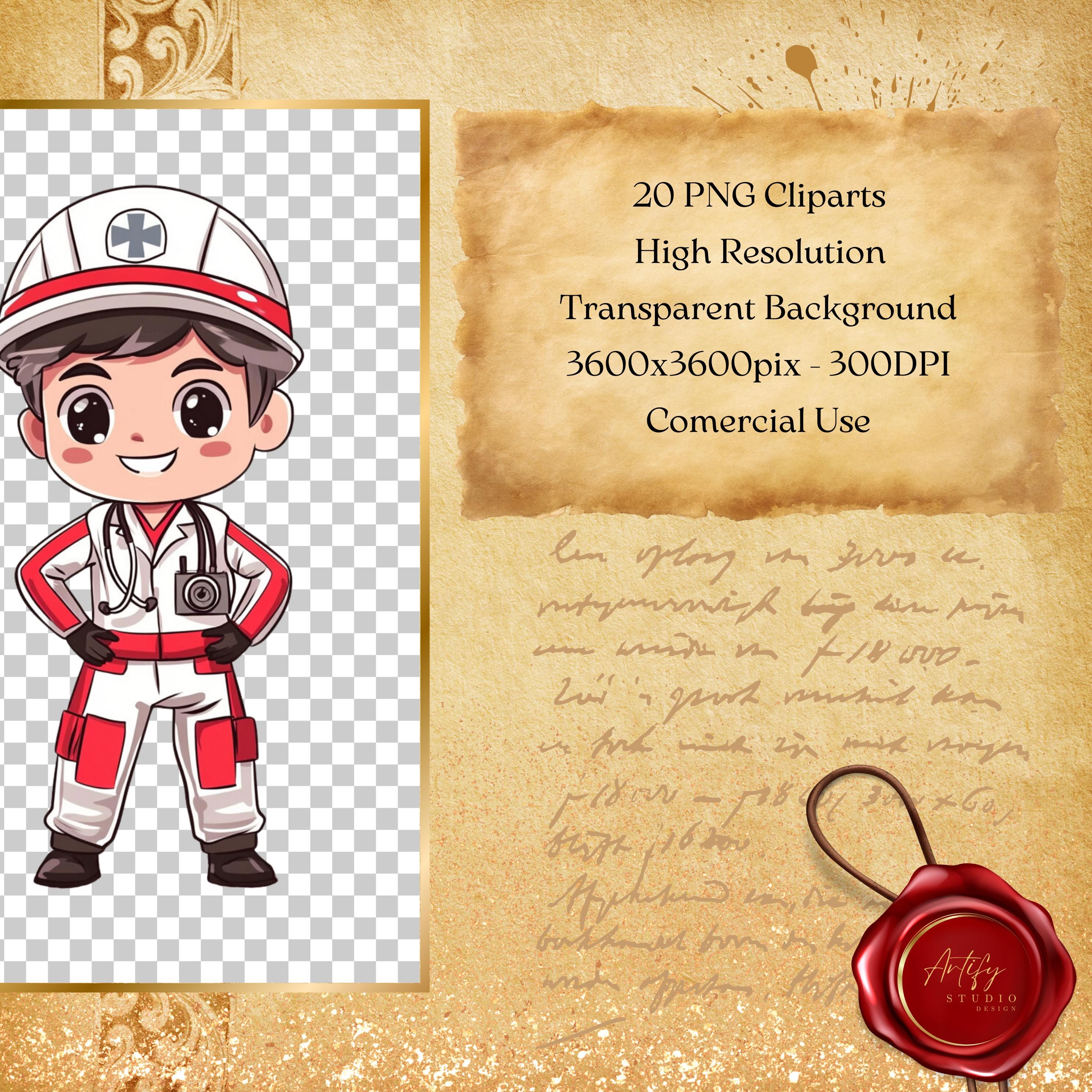 Cute Chibi Paramedics Cartoon Cliparts, Commercial Use, Kawaii ...