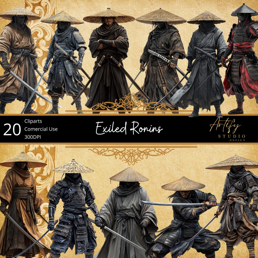 Exiled Ronins – 20 Wandering Warrior Cliparts , Transparent Background ...