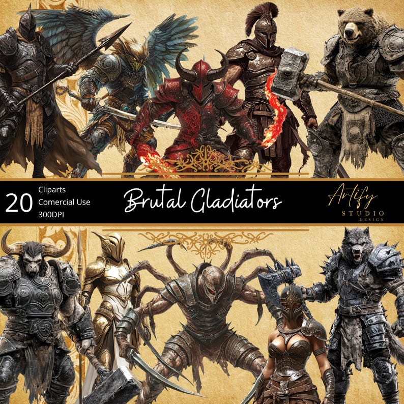 Brutal Gladiators Fantasy Cliparts, Commercial Use, RPG , PNG ...