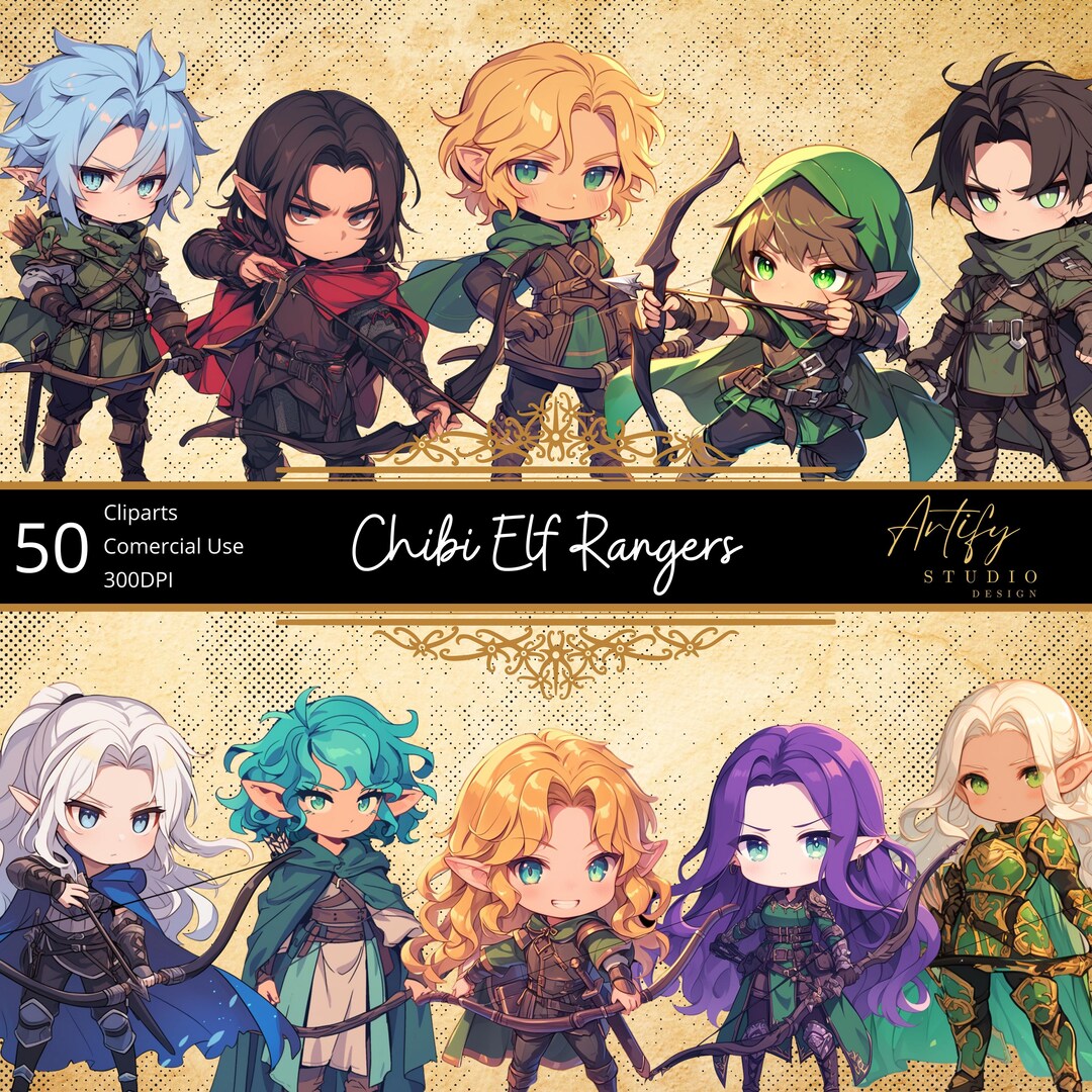 Chibi Elf Rangers – 50 Fantasy Adorable & Agile Cliparts , Transparent ...