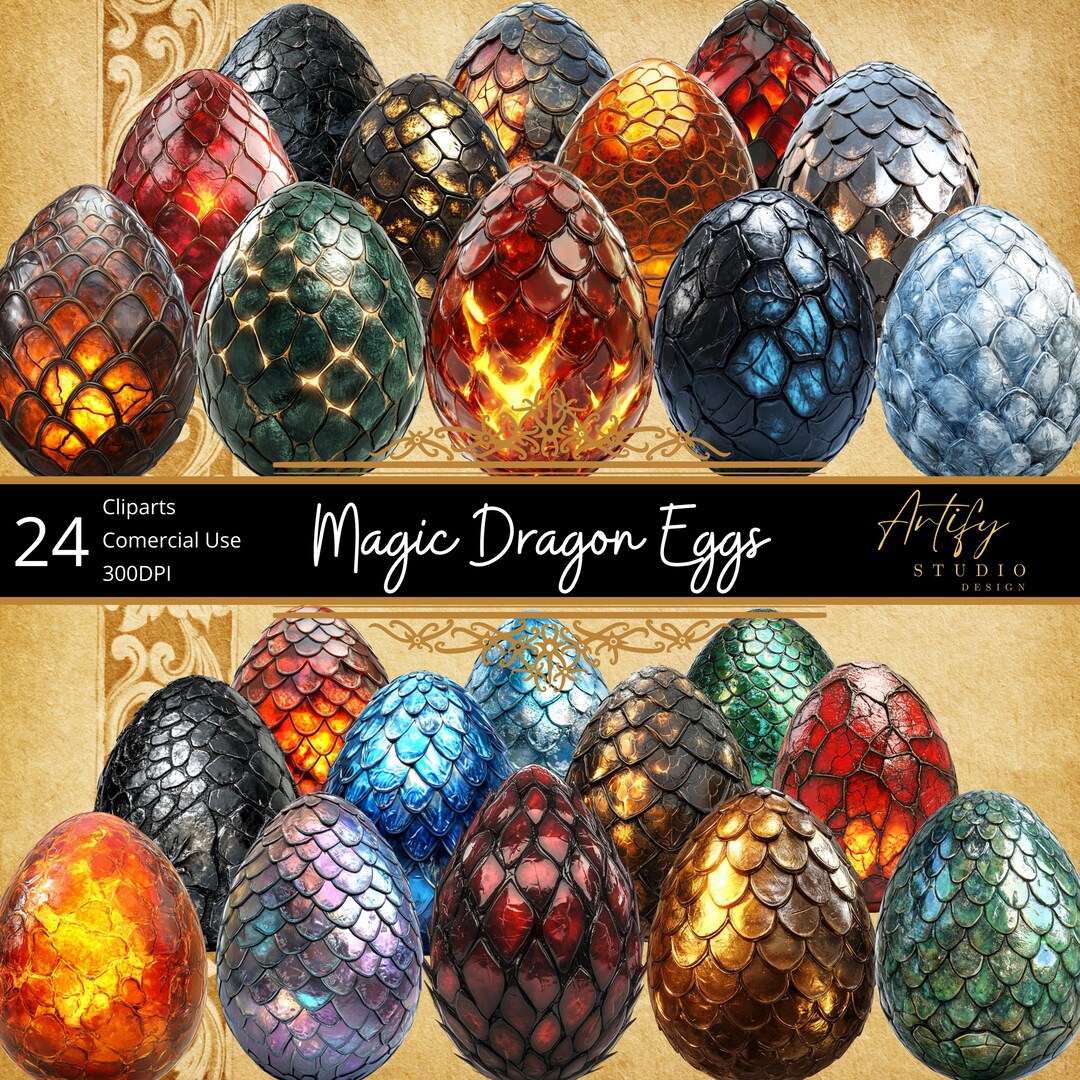 Magic Dragon Eggs – Fantasy 24 Cliparts , 300 DPI , Transparent ...