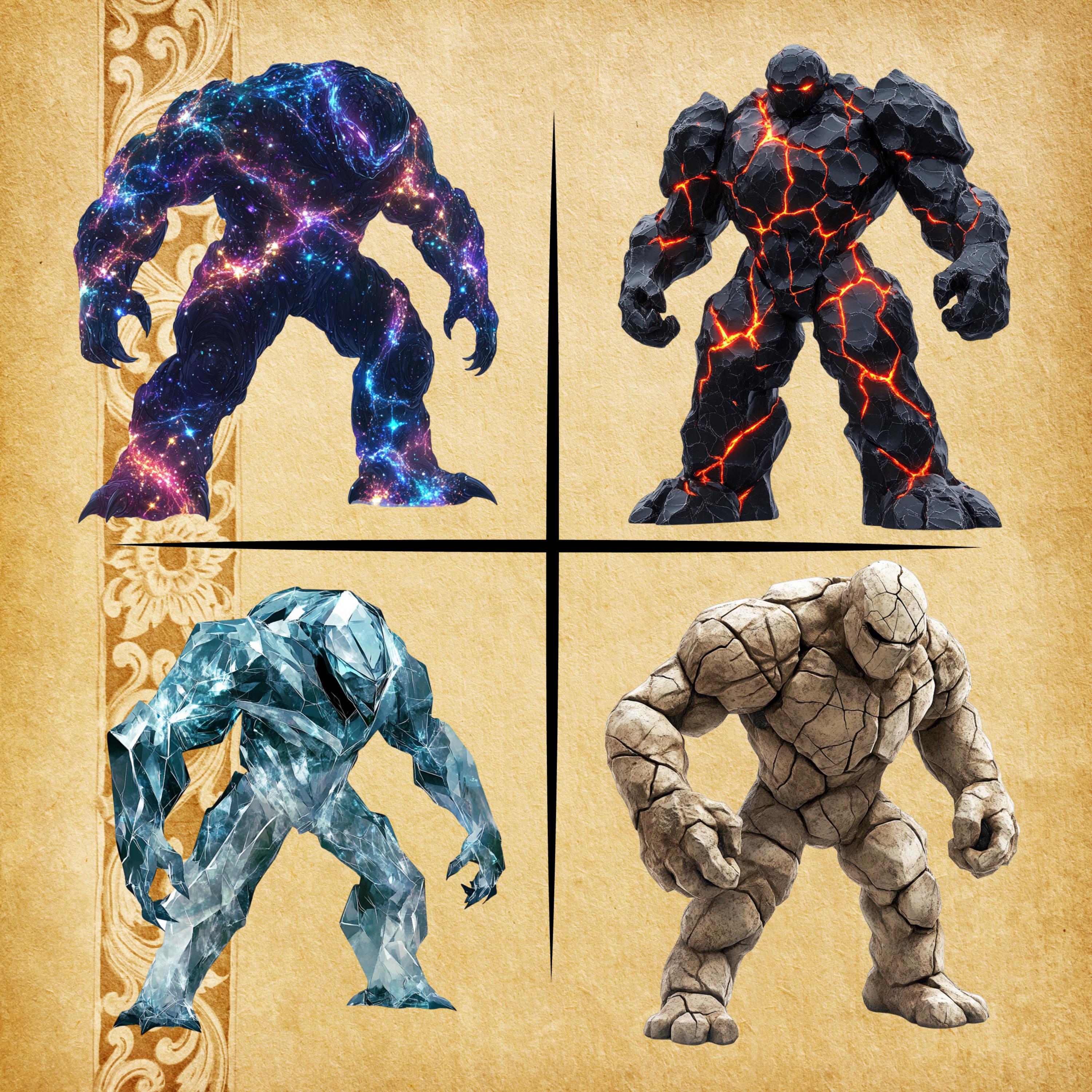 Fantasy Golems Cliparts, Commercial Use, Mythical Golems, PNG, Collection for Fantasy Art and ...