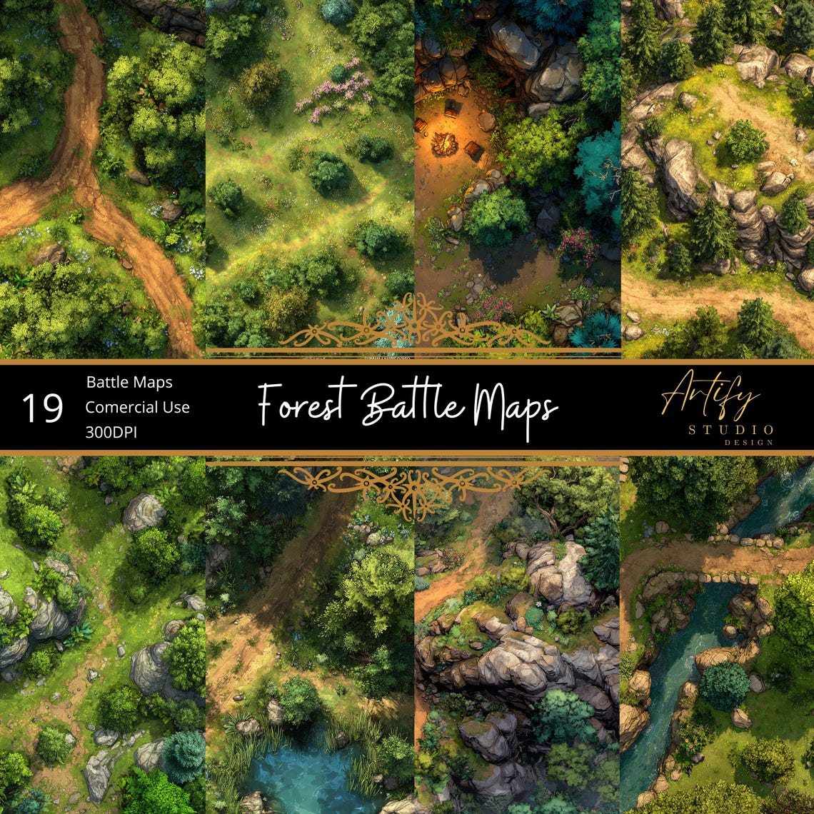 Forest Battle Maps, Digital RPG Maps, Dnd Fantasy Maps, Roll20 ...