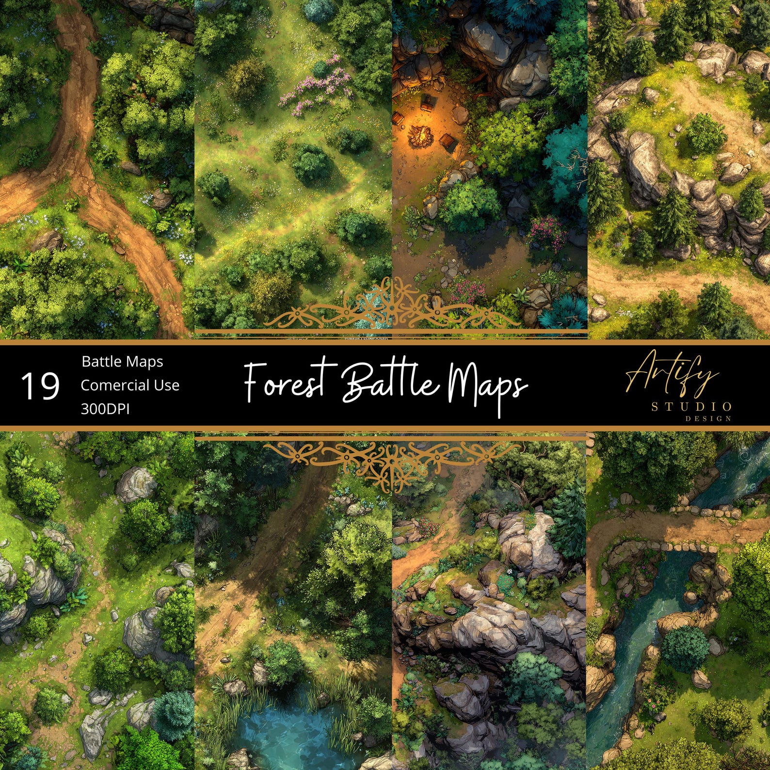 Forest Battle Maps, Digital RPG Maps, Dnd Fantasy Maps, Roll20 ...