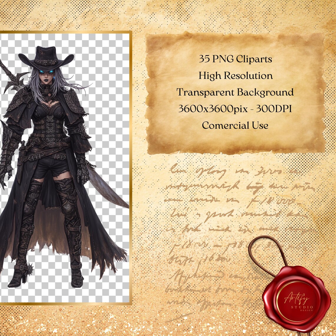 Gothic Female Cowboys – 29 Dark Western Outlaw Cliparts , Transparent ...