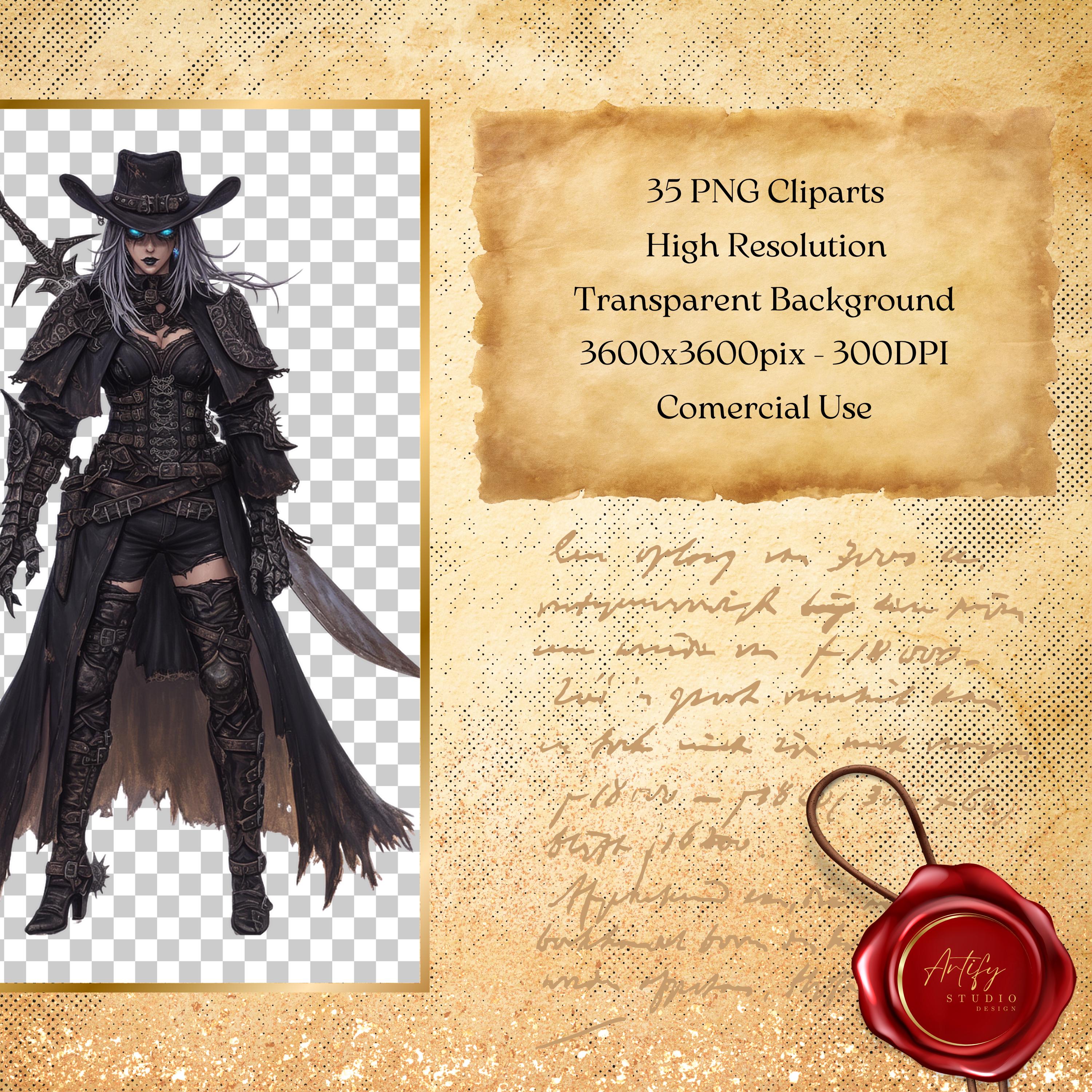Gothic Female Cowboys – 29 Dark Western Outlaw Cliparts , Transparent ...