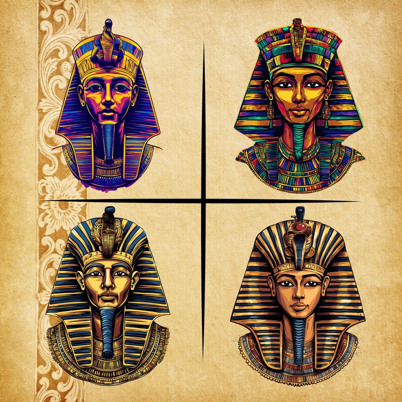Pharaoh Heads Clipart – 20 Bold Graphic Style Designs , Transparent ...