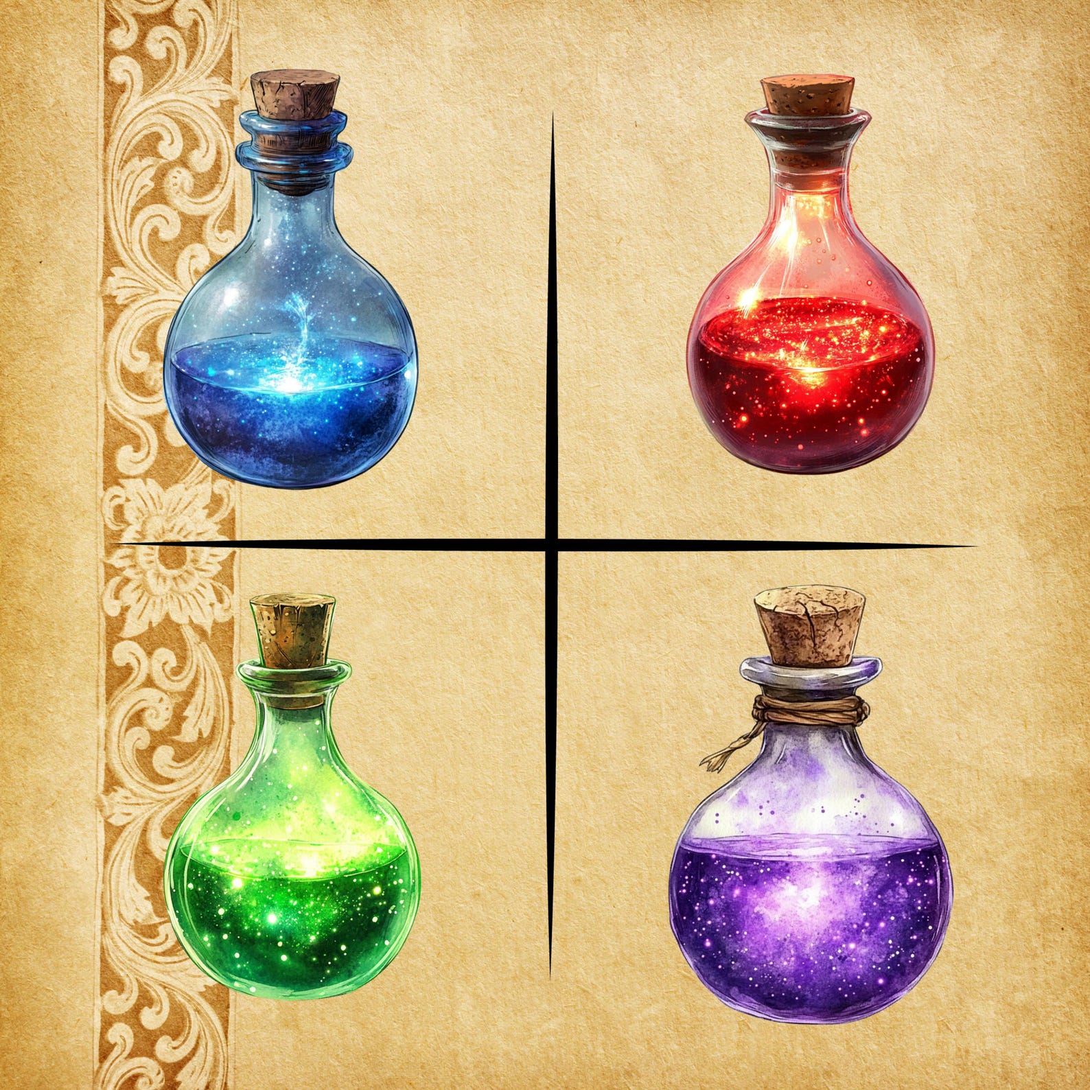 20 Fantasy DND Potions Cliparts, Commercial Use, Dnd, RPG , PNG ...