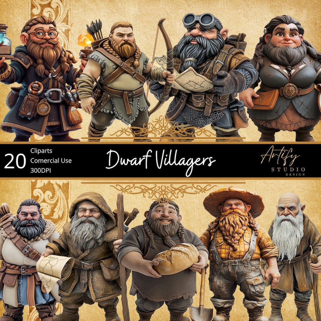 Fantasy RPG Dwarf Villagers Cliparts, Commercial Use, Dnd, RPG , PNG ...