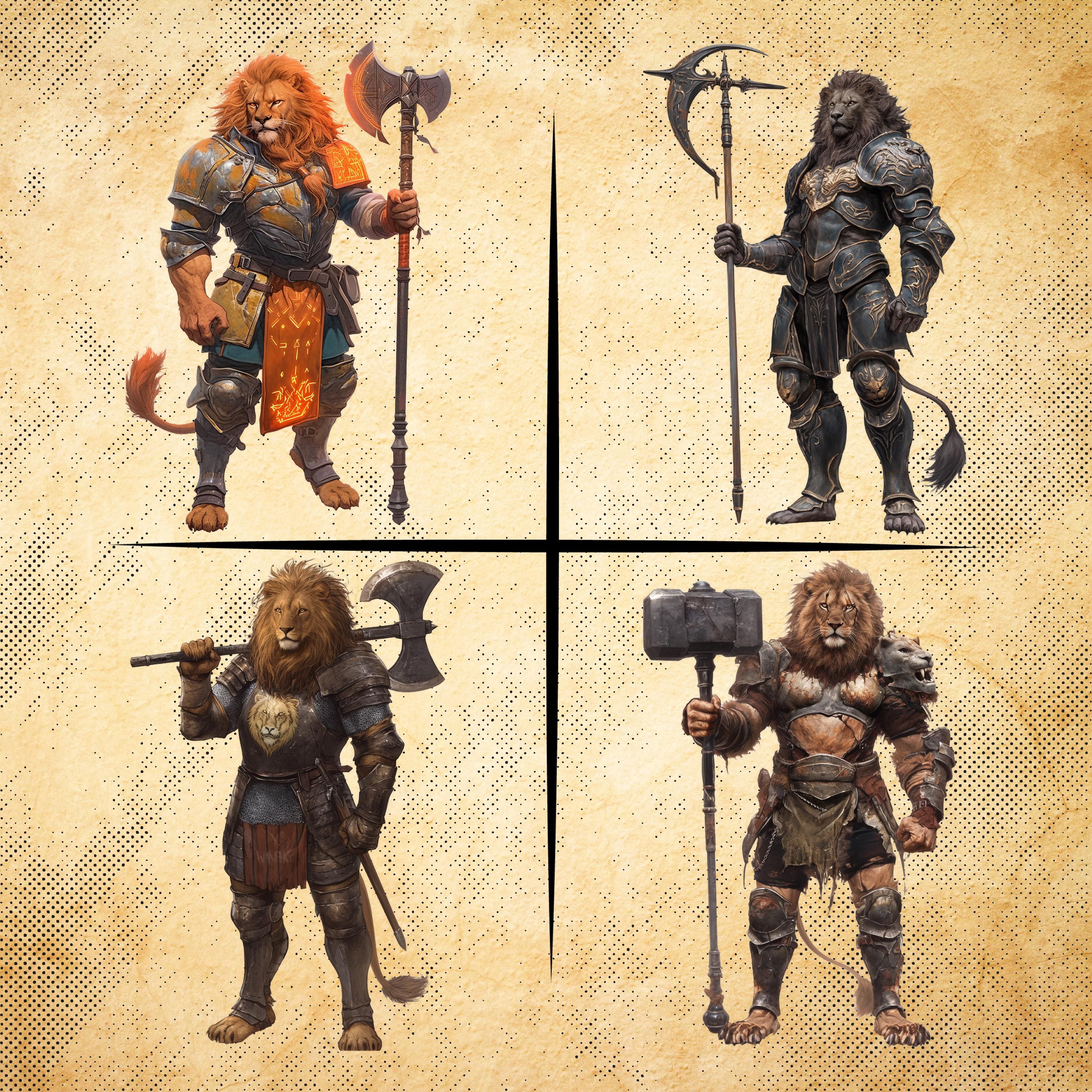 Leonine Warriors – Majestic and Fierce Lion Beastfolk Fighters, TTRPG ...