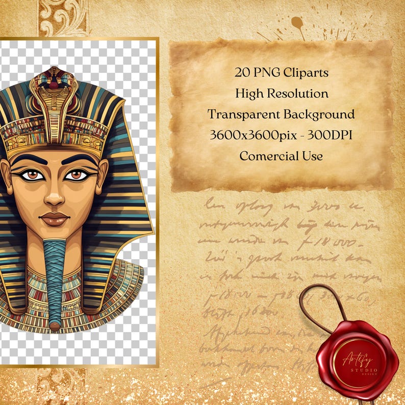 Pharaoh Heads Clipart – 20 Bold Graphic Style Designs , Transparent ...