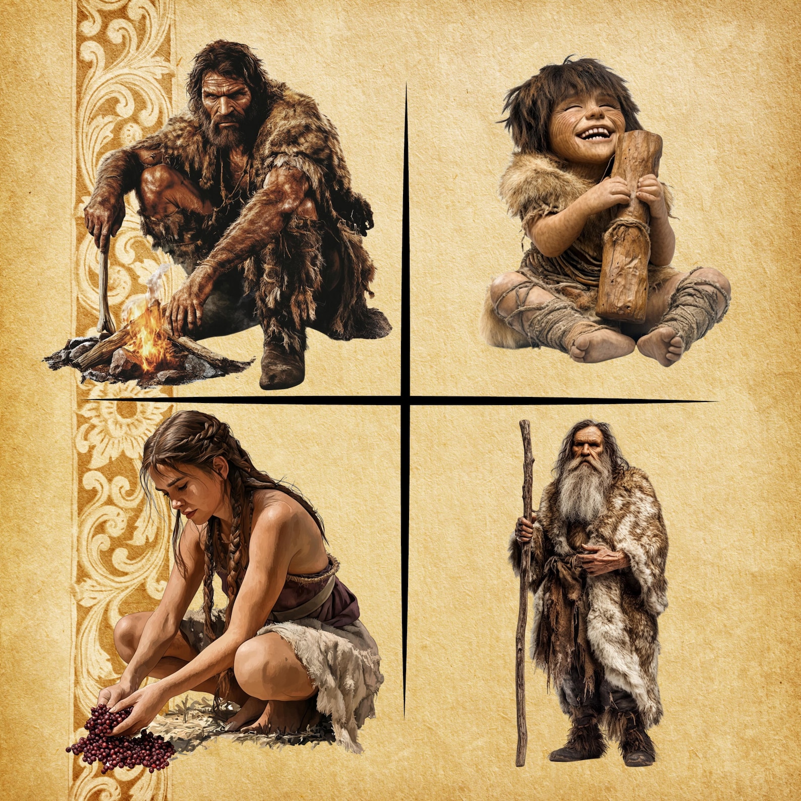 Neanderthal People Clipart – Prehistoric Humans From the Stone Age – 20 ...