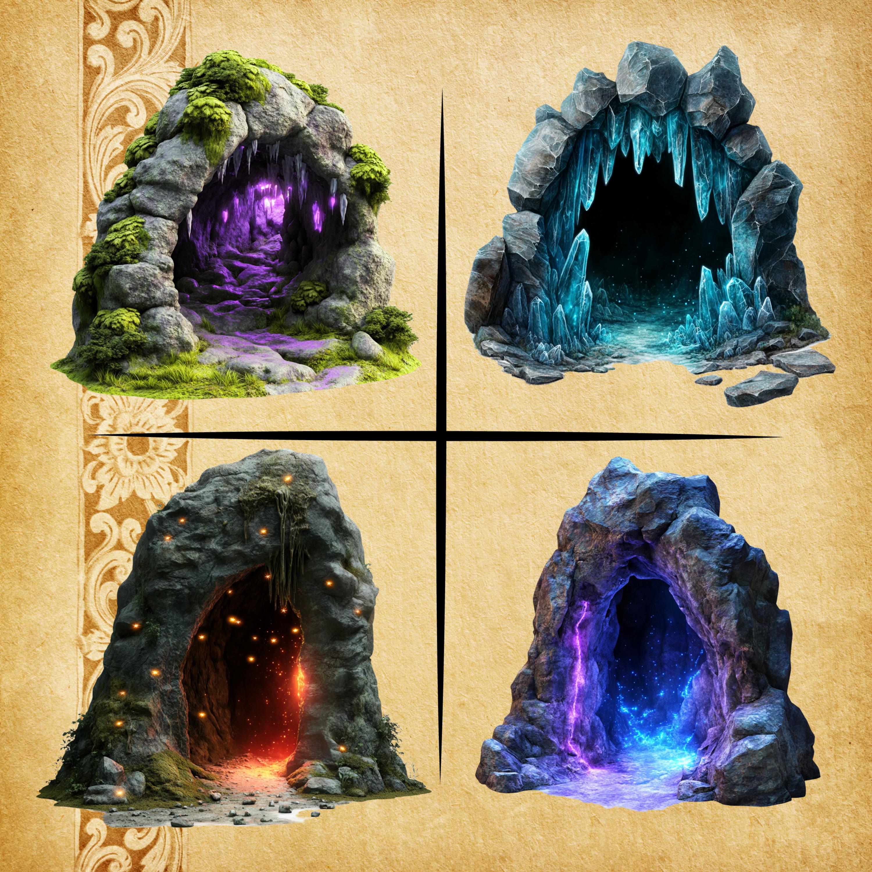 Fantasy Cave Gateways – 20 Fantasy RPG Cliparts , 300 DPI , Transparent ...