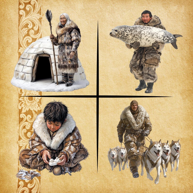 Inuit People Clipart – Traditional and Cultural Illustrations of the ...