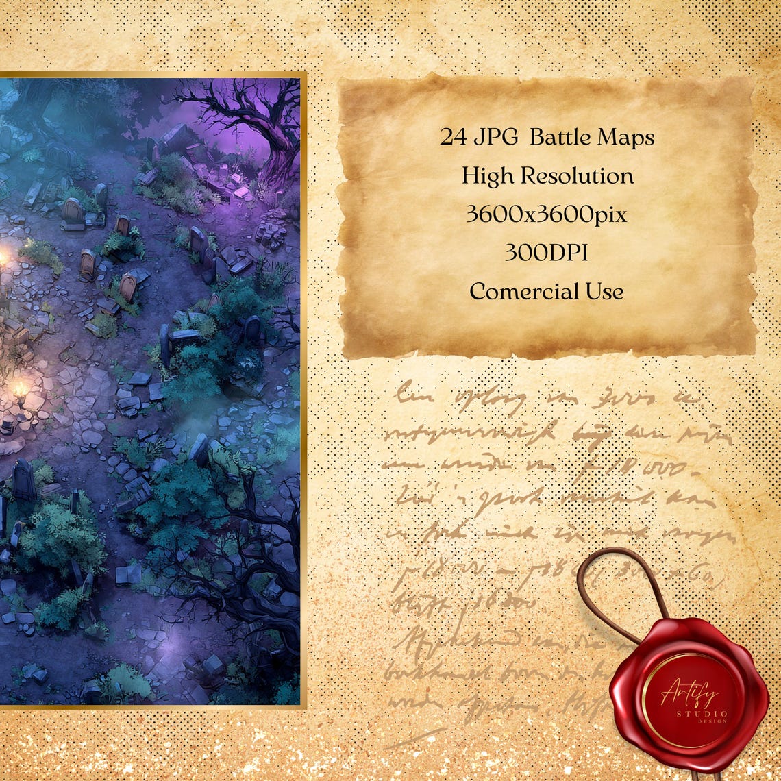 Graveyard Battle Maps, Digital RPG Battlemaps, Dnd Fantasy Map, Roll20 ...