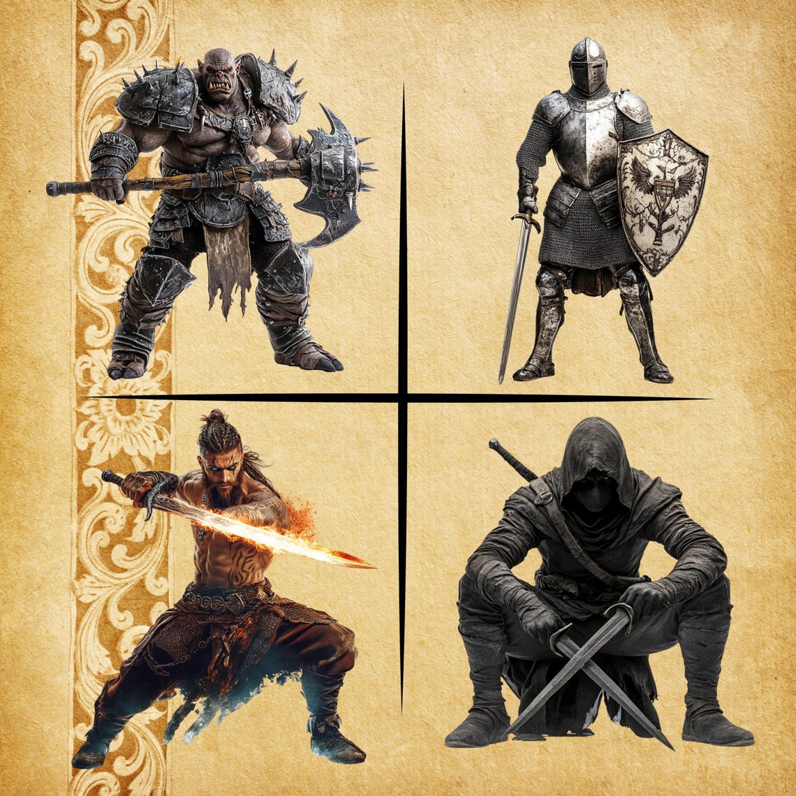 RPG Warriors Cliparts, Fantasy Warriors, Commercial Use, RPG , PNG ...