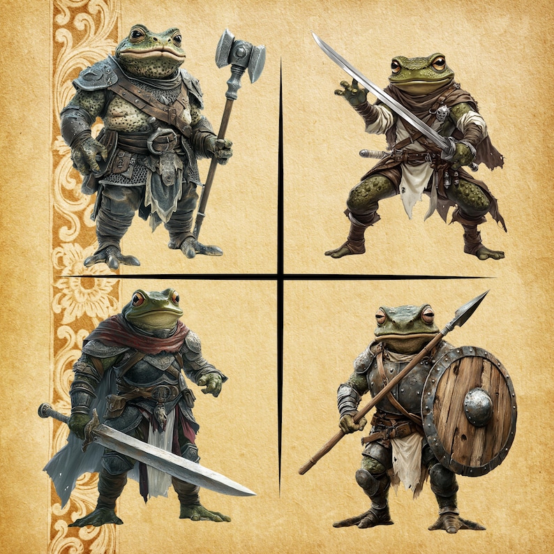 Bullywug Frog Humanoids Clipart – 20 Cunning and Swamp-dwelling ...