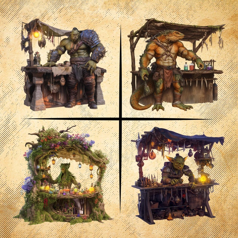 Relic Stallkeepers – 14 Fantasy Merchant Cliparts for RPG & TTRPG ...