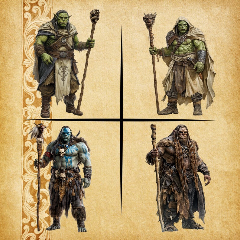 Orc Shamans – 20 Fantasy Cliparts of Powerful Spellcasters ...