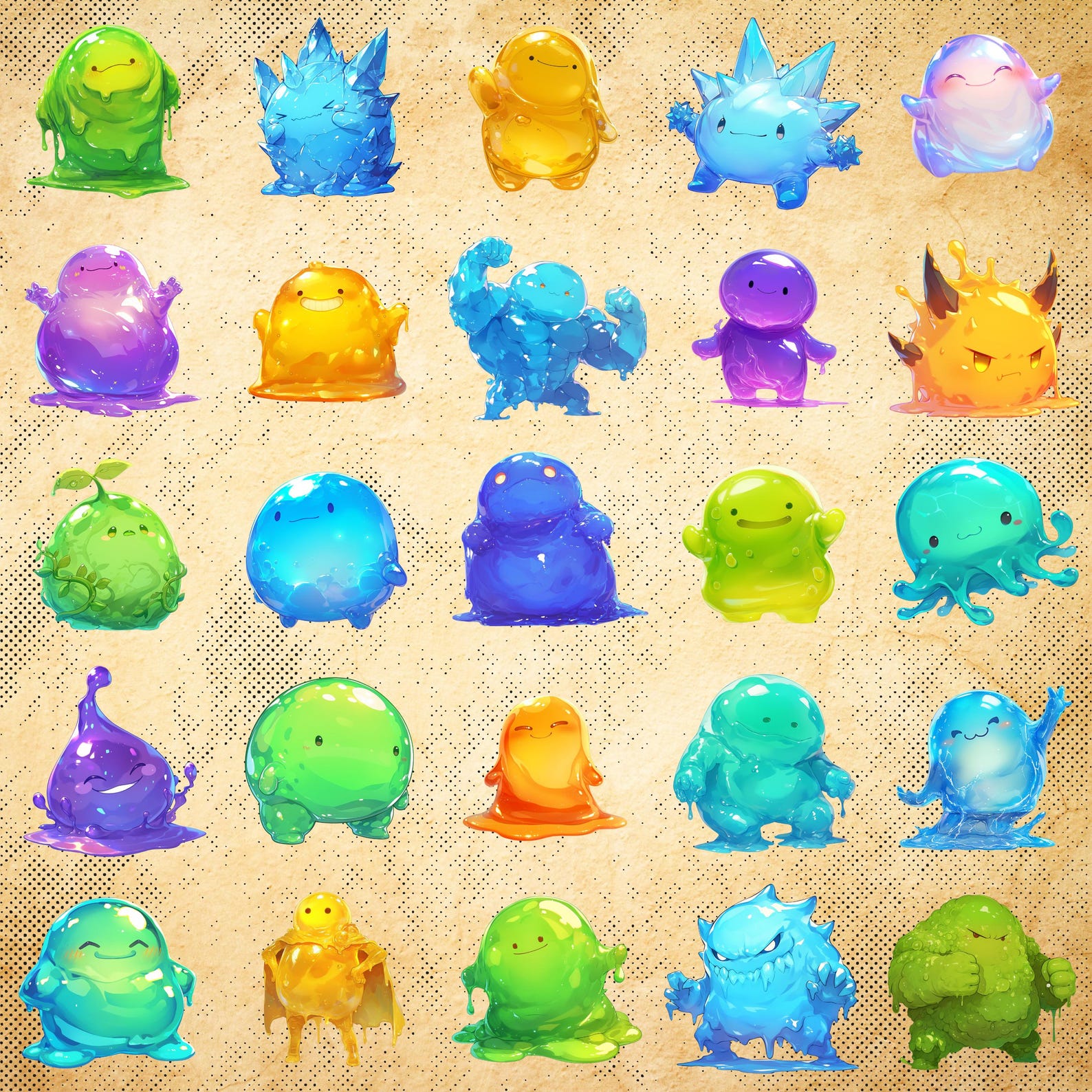 Chibi Slime Characters – 50 Adorable Fantasy Creatures Cliparts ...