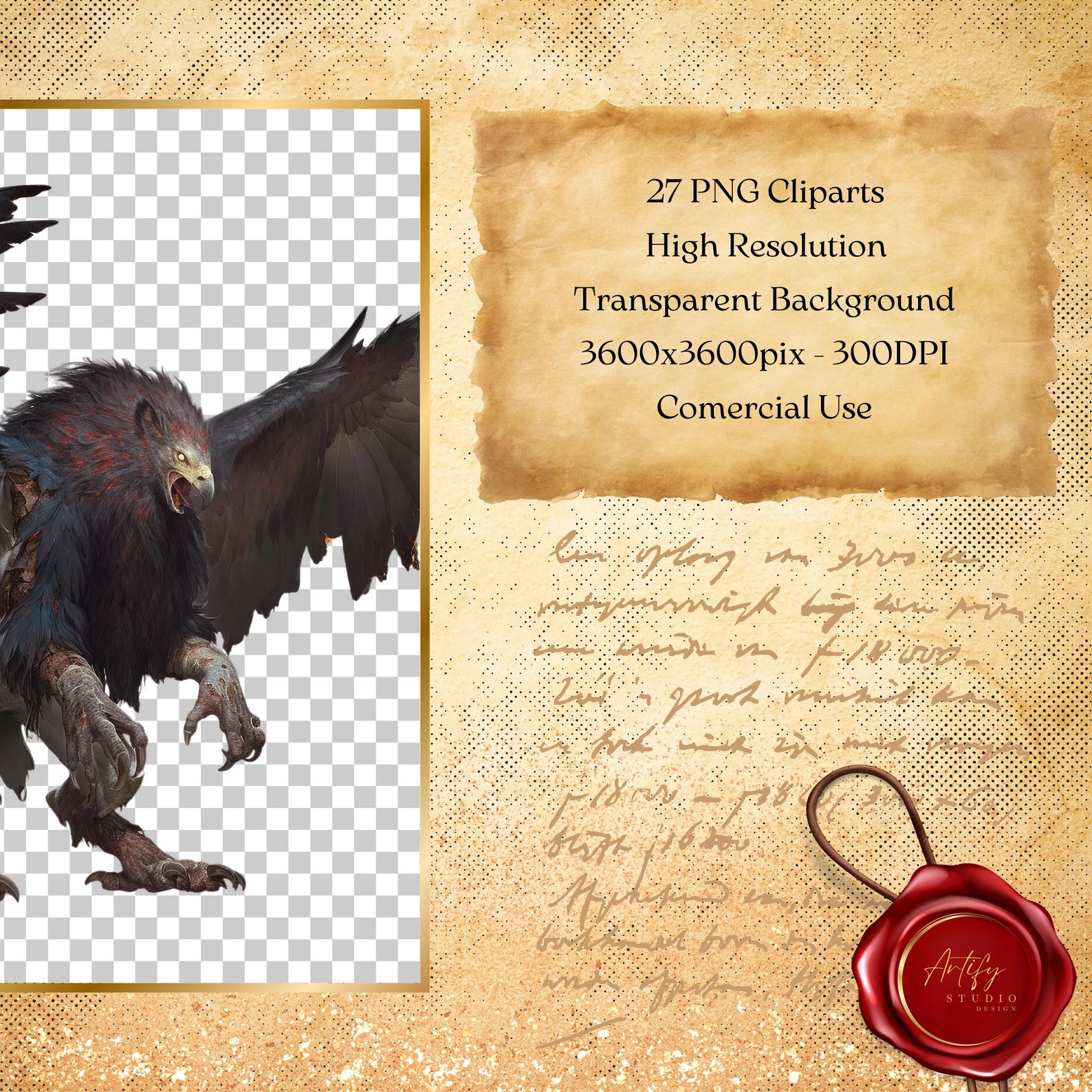 Cursed Griffins – Twisted Beasts of Shadow and Sky, Fantasy Cliparts ...