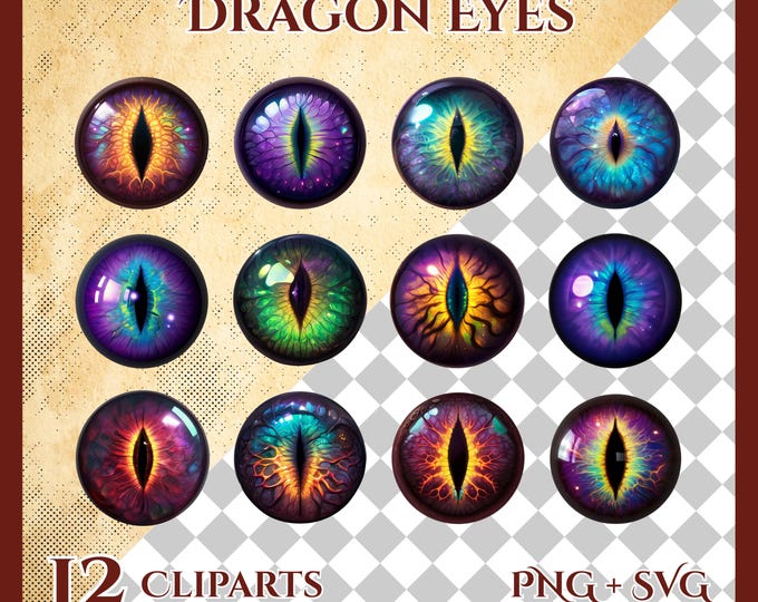 Dragon Eye Clipart Fantasy Dragon PNG Bundle Closeup Eye Graphics PNG ...
