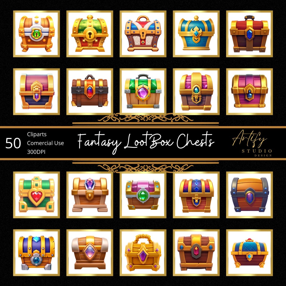Fantasy Lootbox Chests – 50 Magical Treasure Containers , Transparent ...