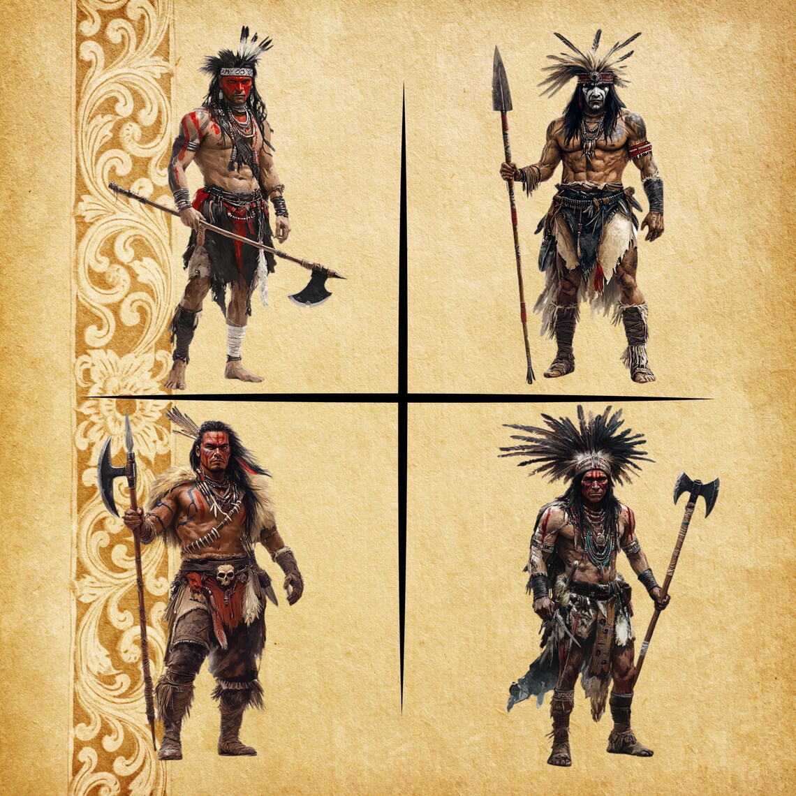 Apache Warriors – 20 Historical Cliparts , Transparent Background ...
