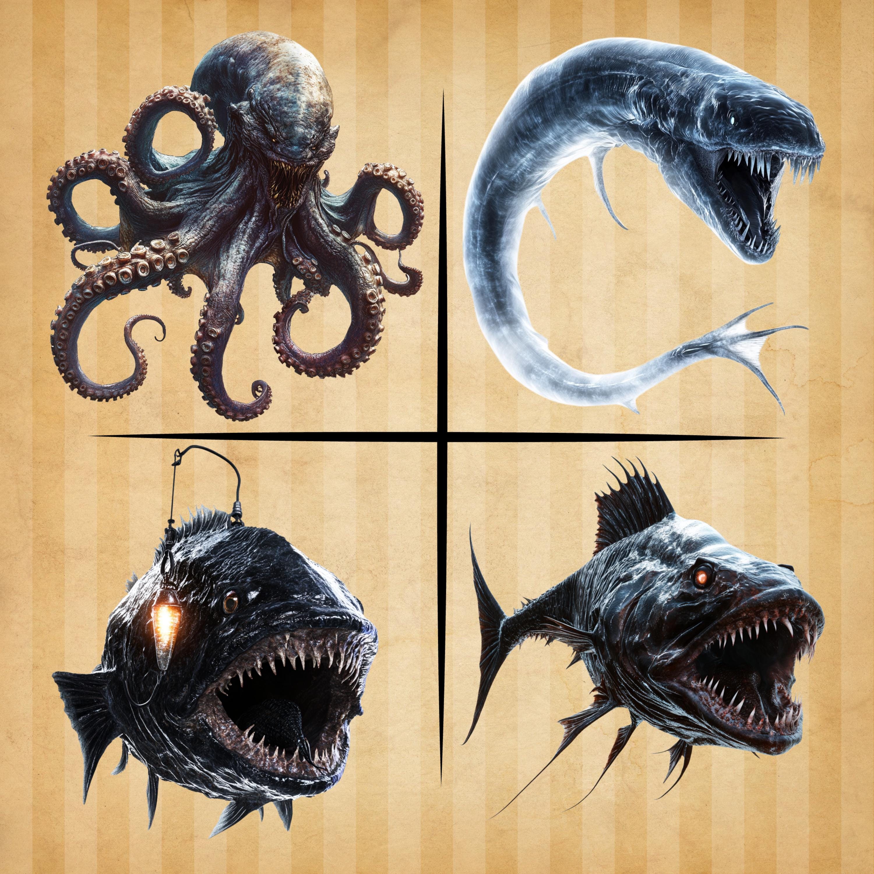 Deep Sea Monsters Clipart – 20 Stunning Ocean Creatures , Transparent ...