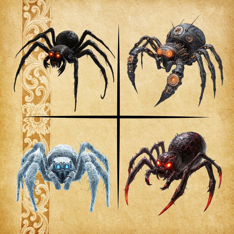 Fantasy Spiders Clipart – 20 Mystical and Menacing Spiders for Your ...