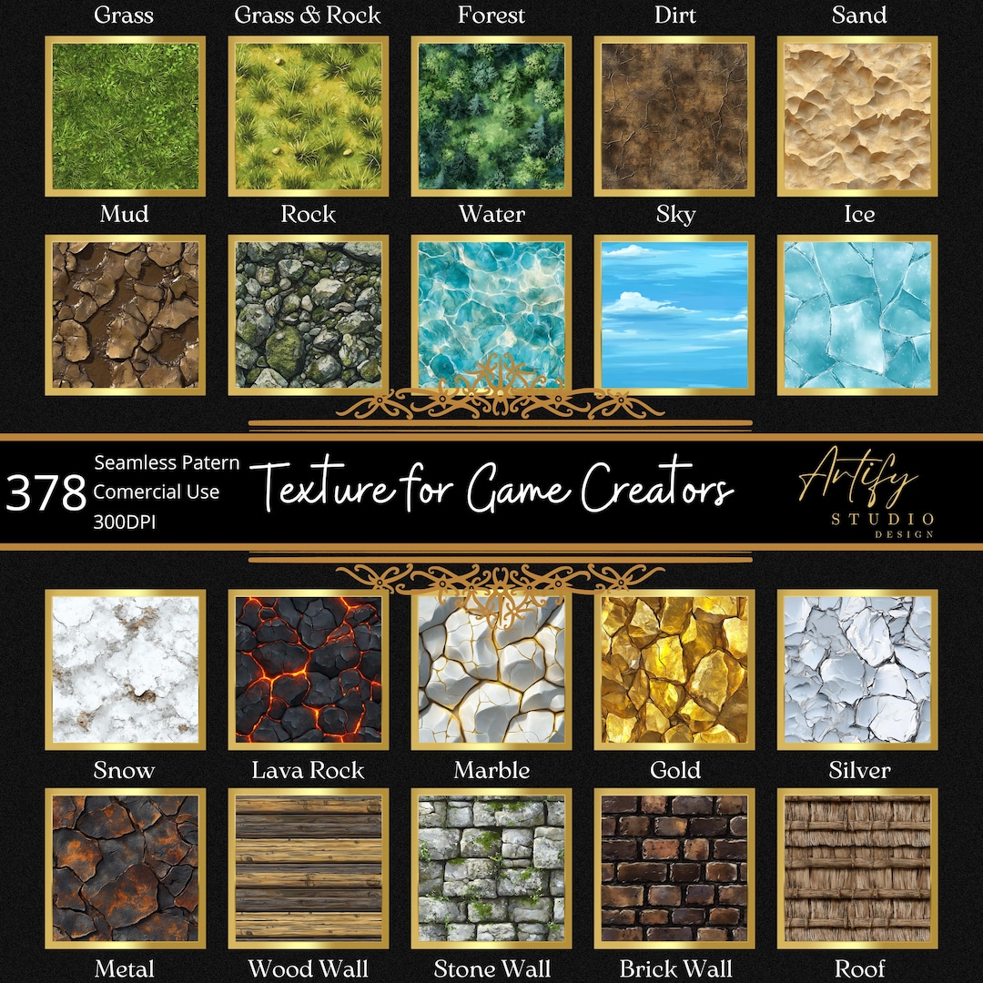 Texture Pack for Game Creators – 378 Seamless PNG Textures – 31 ...