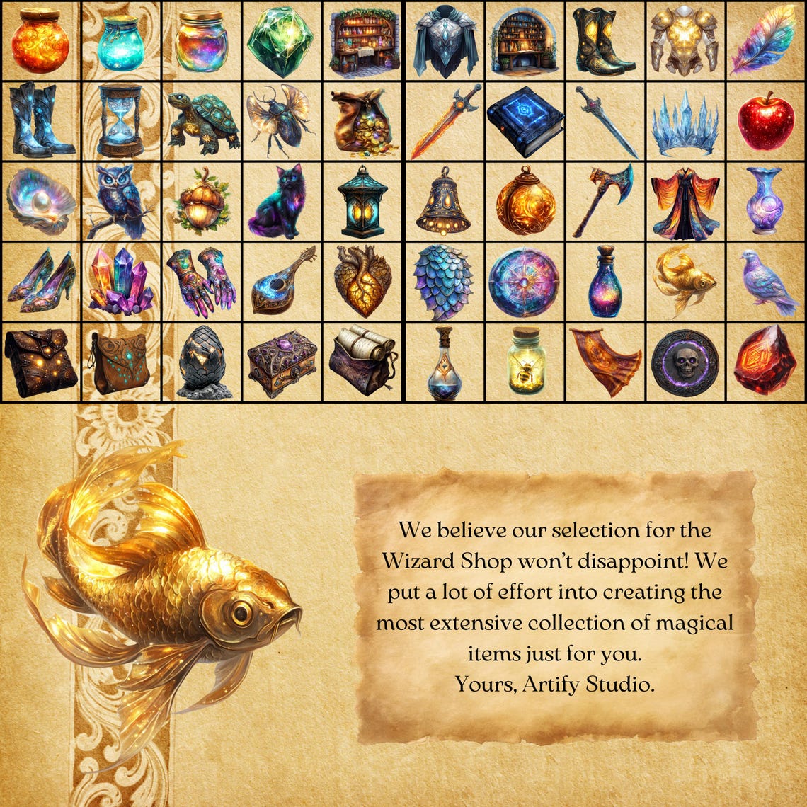 Wizard Shop Cliparts, Dungeon and Dragons, Items for Game Shop, RPG ...