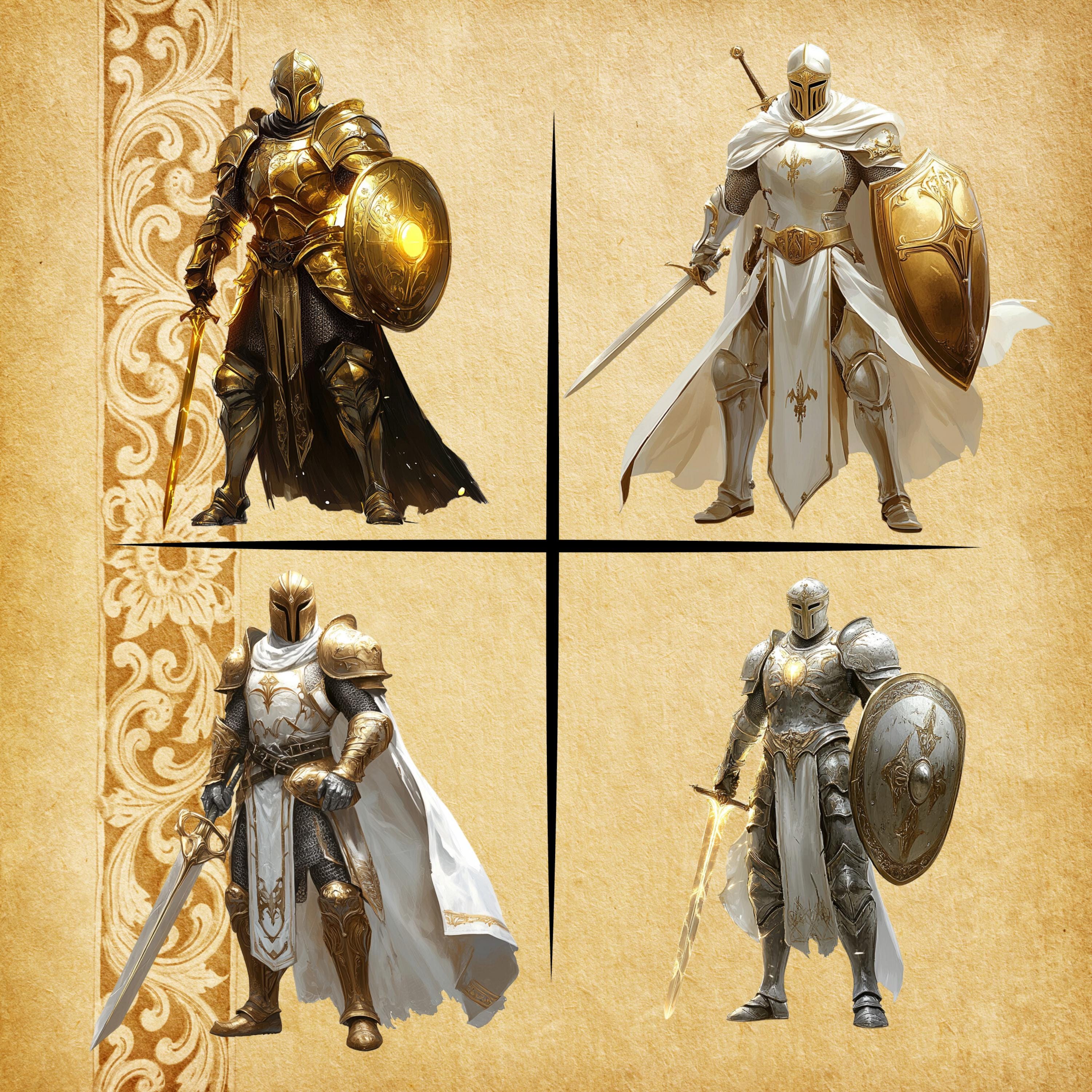 Holy Paladins Fantasy Cliparts, Paladin Warriors,commercial Use, RPG ...
