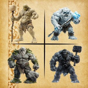 Elemental Trolls Clipart, Mystical Trolls of Fire,water, Earth,and Air ...