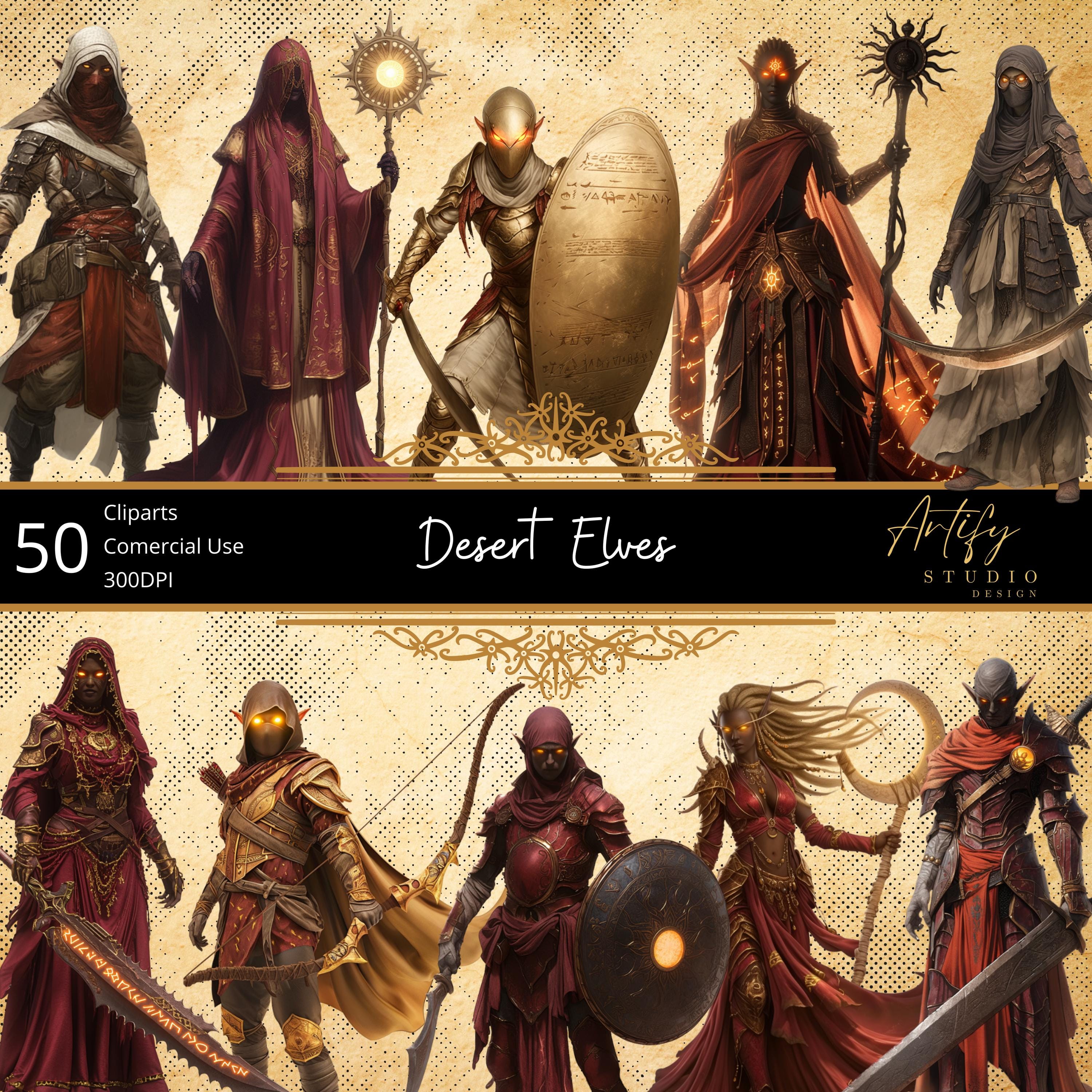 Desert Elves – Nomadic Warriors of the Sands, Fantasy Cliparts ...