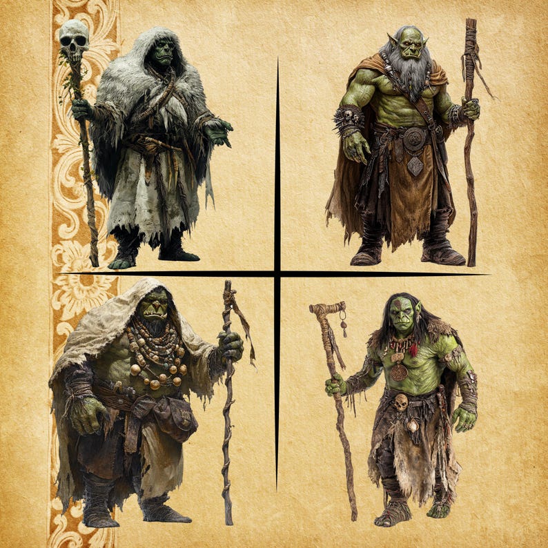 Orc Shamans – 20 Fantasy Cliparts of Powerful Spellcasters ...
