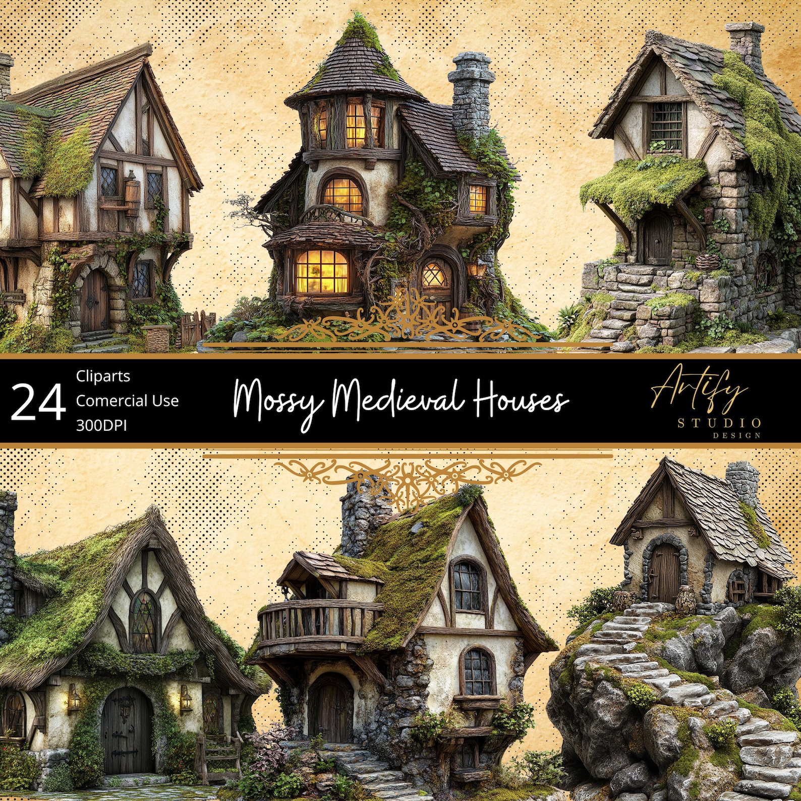 Mossy Medieval Houses – Fantasy Village Homes With Nature Touch ...