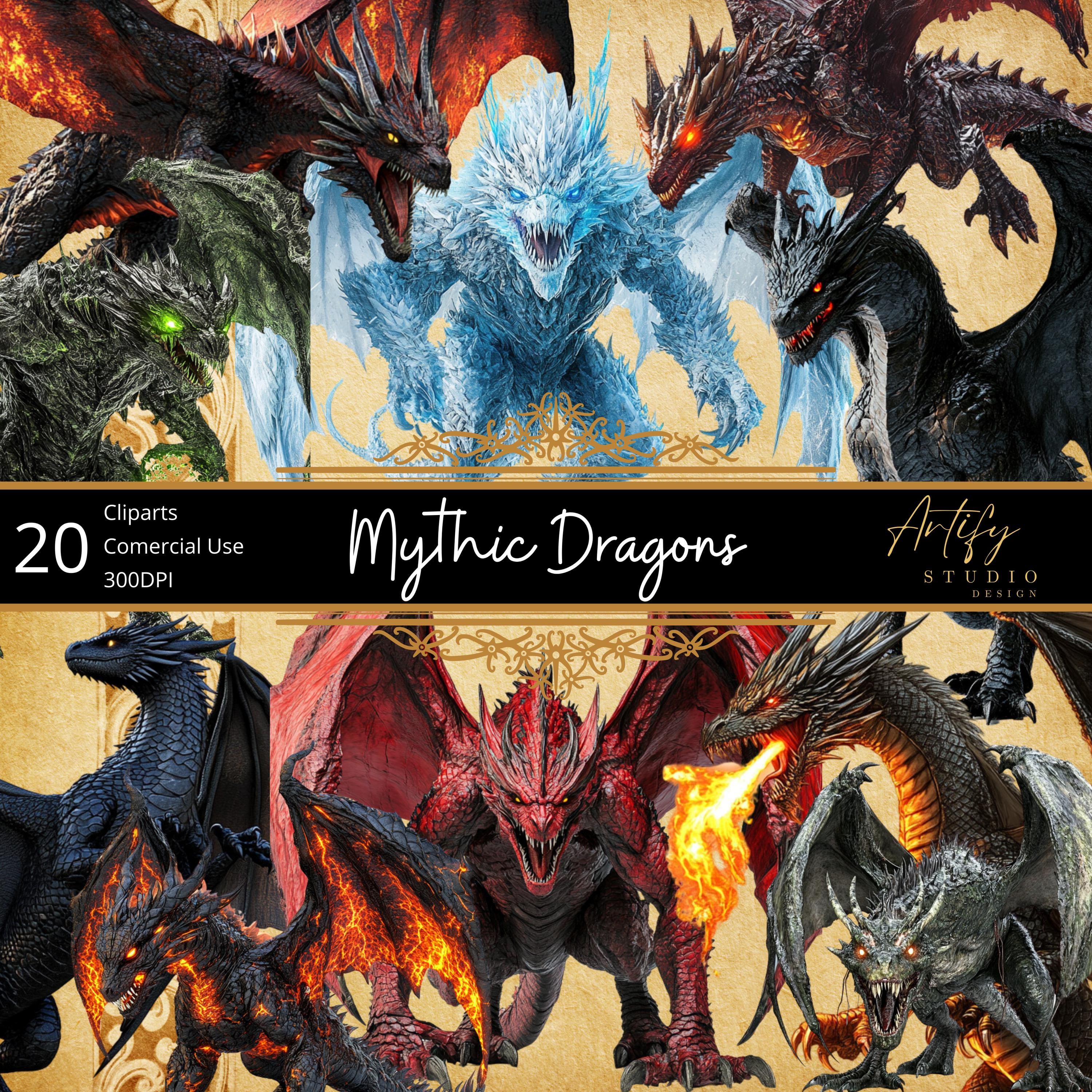 Mythical Dragons Cliparts, Commercial Use, Fantasy Dragons, RPG , PNG ...