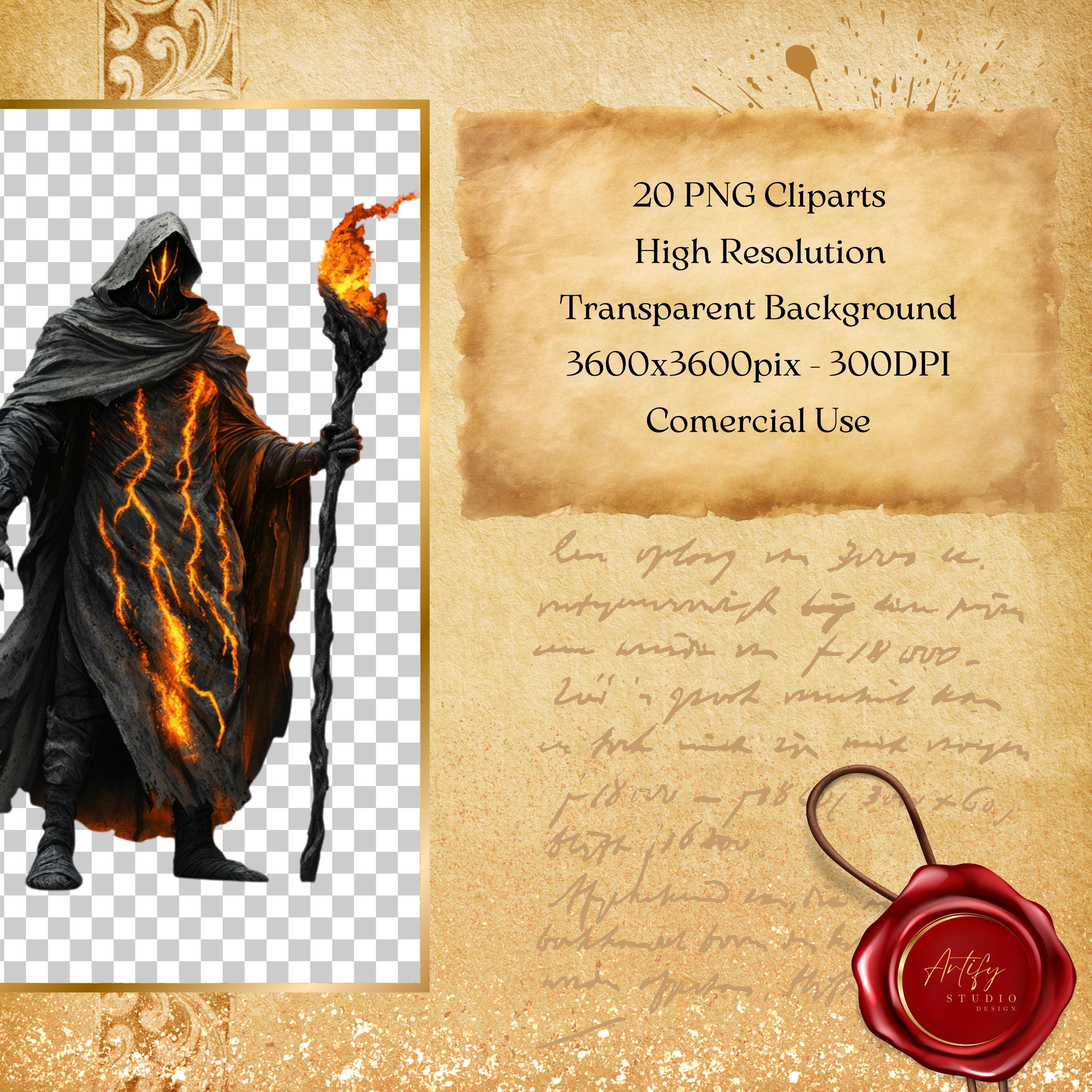 Fantasy Warlocks Clipart – 20 Mysterious and Powerful Magic-wielders ...