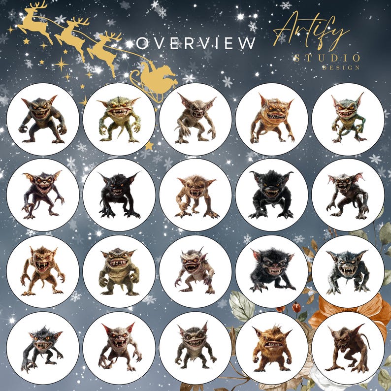 Scary Goblins Cliparts, Commercial Use, Horror Goblins, PNG, Christmas ...