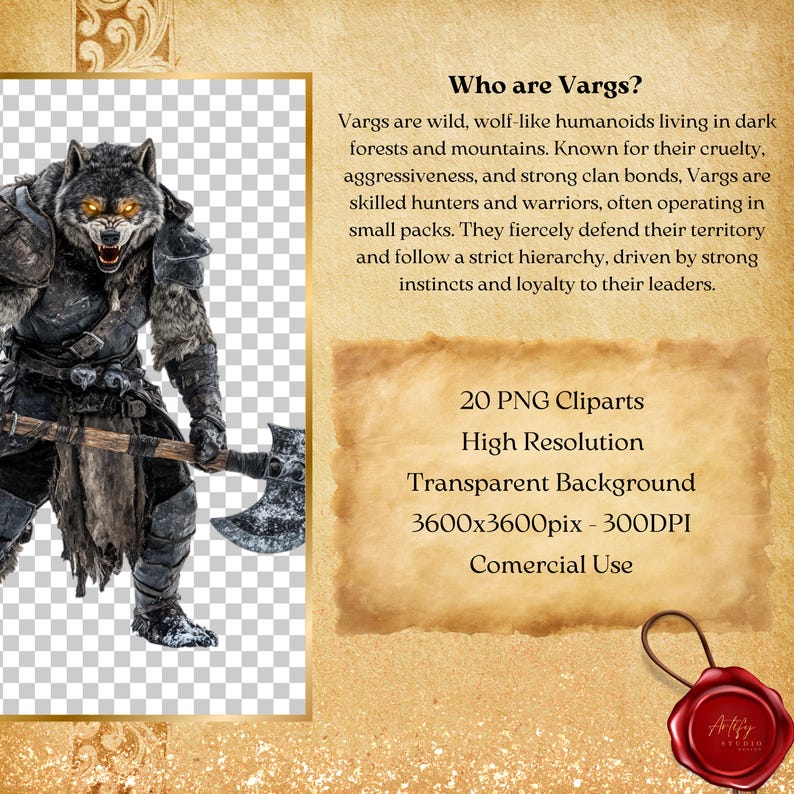 Varg – Wolf Humanoids – 20 Fierce and Ruthless Fantasy Cliparts ...