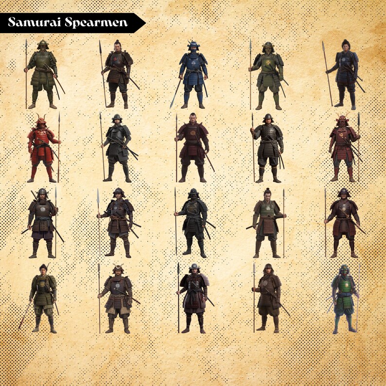 Samurai Clan Cliparts – 264 Japanese Warrior Units for TTRPG, RPG ...