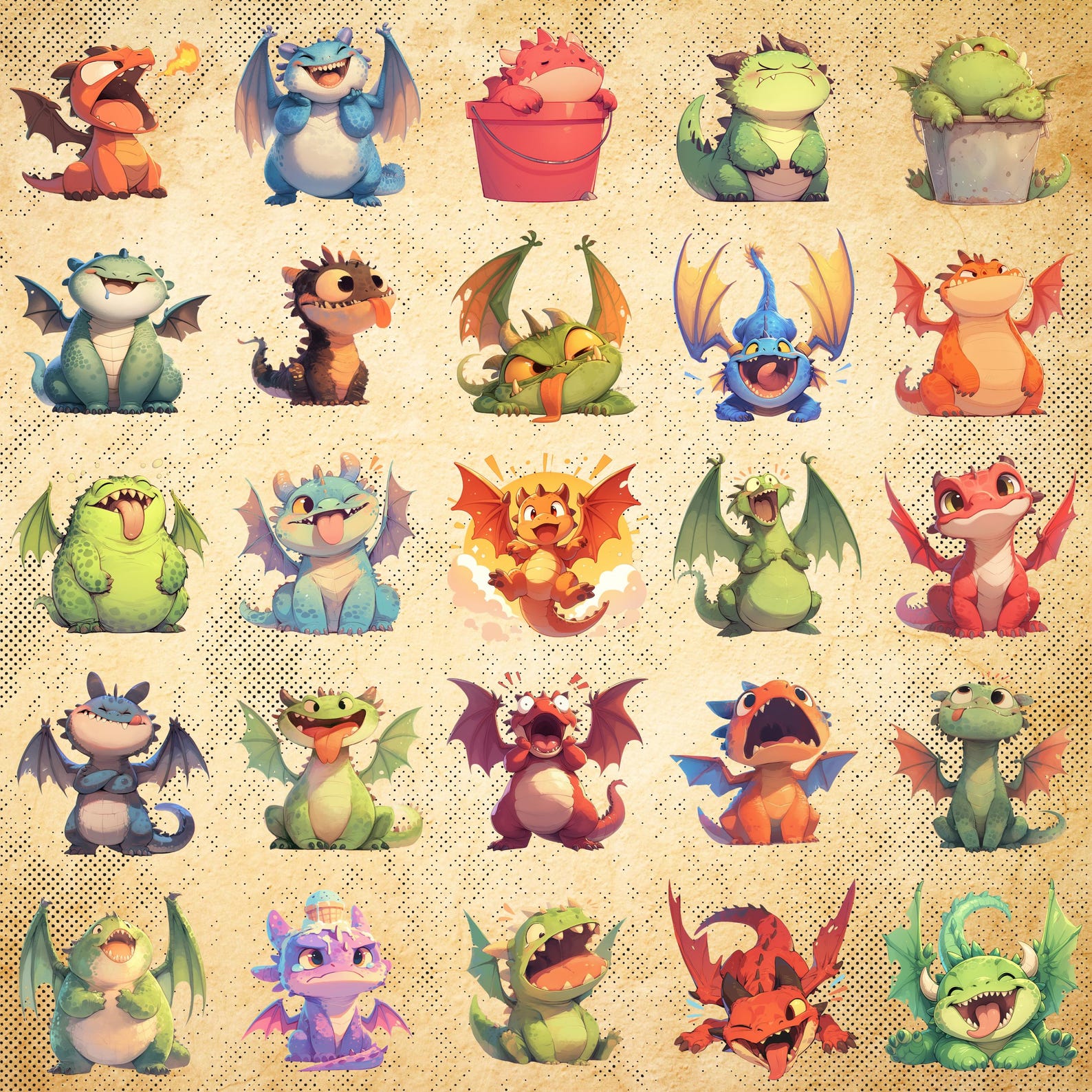 Goofy Baby Dragons – 30 Funny Cartoon-style Baby Dragons for Fantasy ...