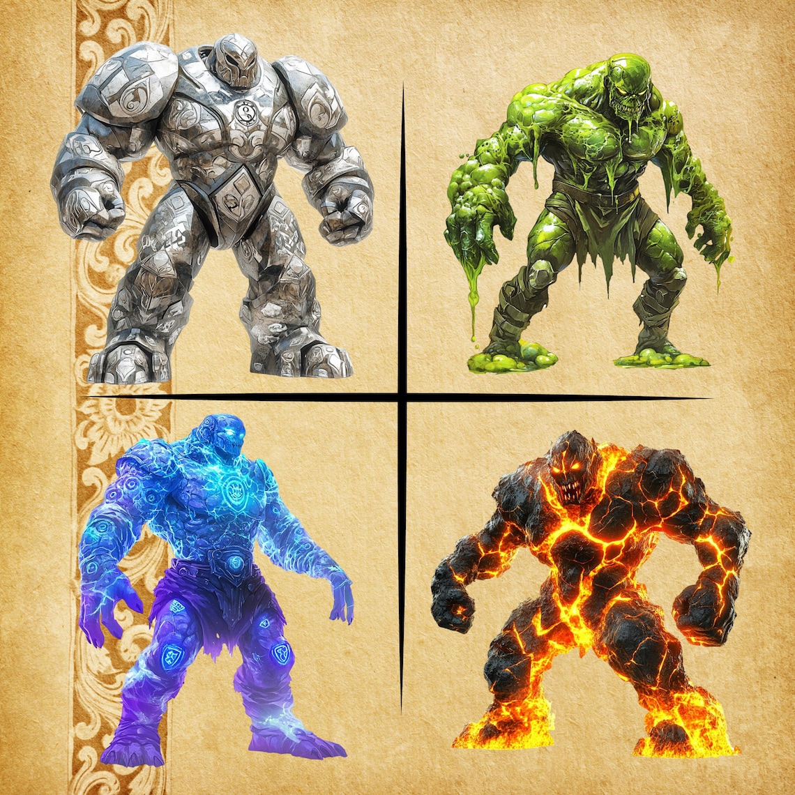 Fantasy Golems Cliparts, Commercial Use, Mythical Golems, PNG ...