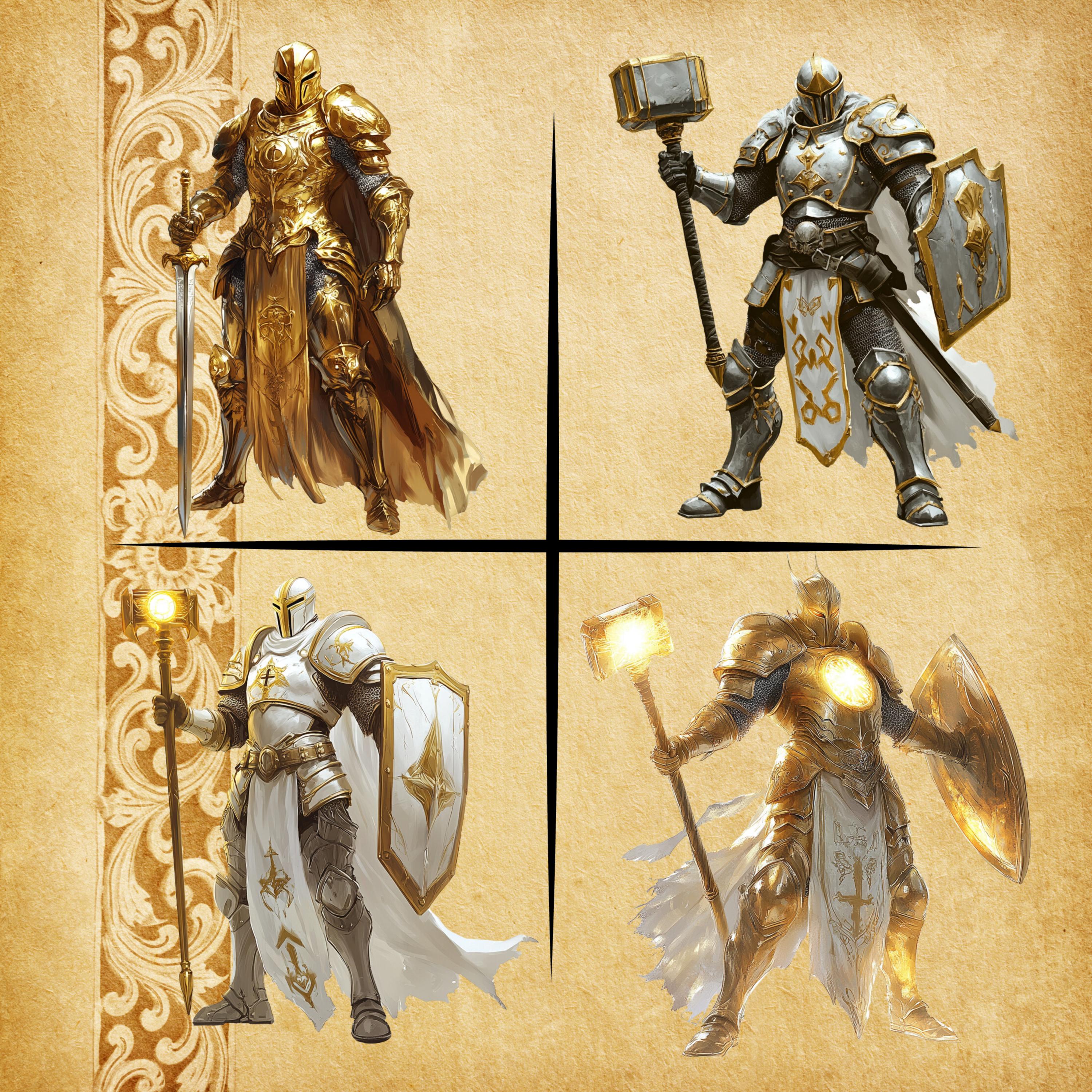 Holy Paladins Fantasy Cliparts, Paladin Warriors,commercial Use, RPG ...