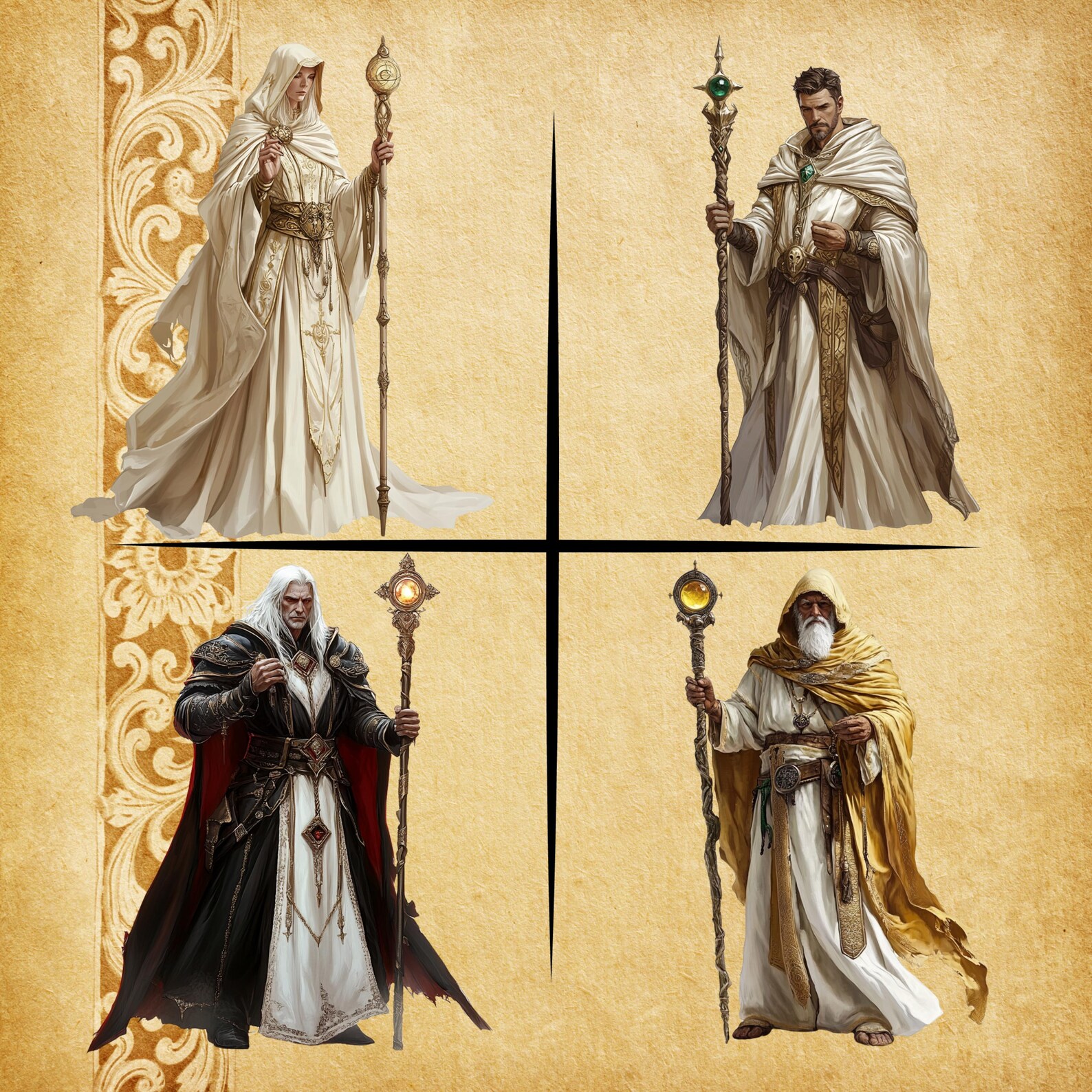 Human Holy Priests – 24 Fantasy Cliparts , Transparent Background Pngs ...