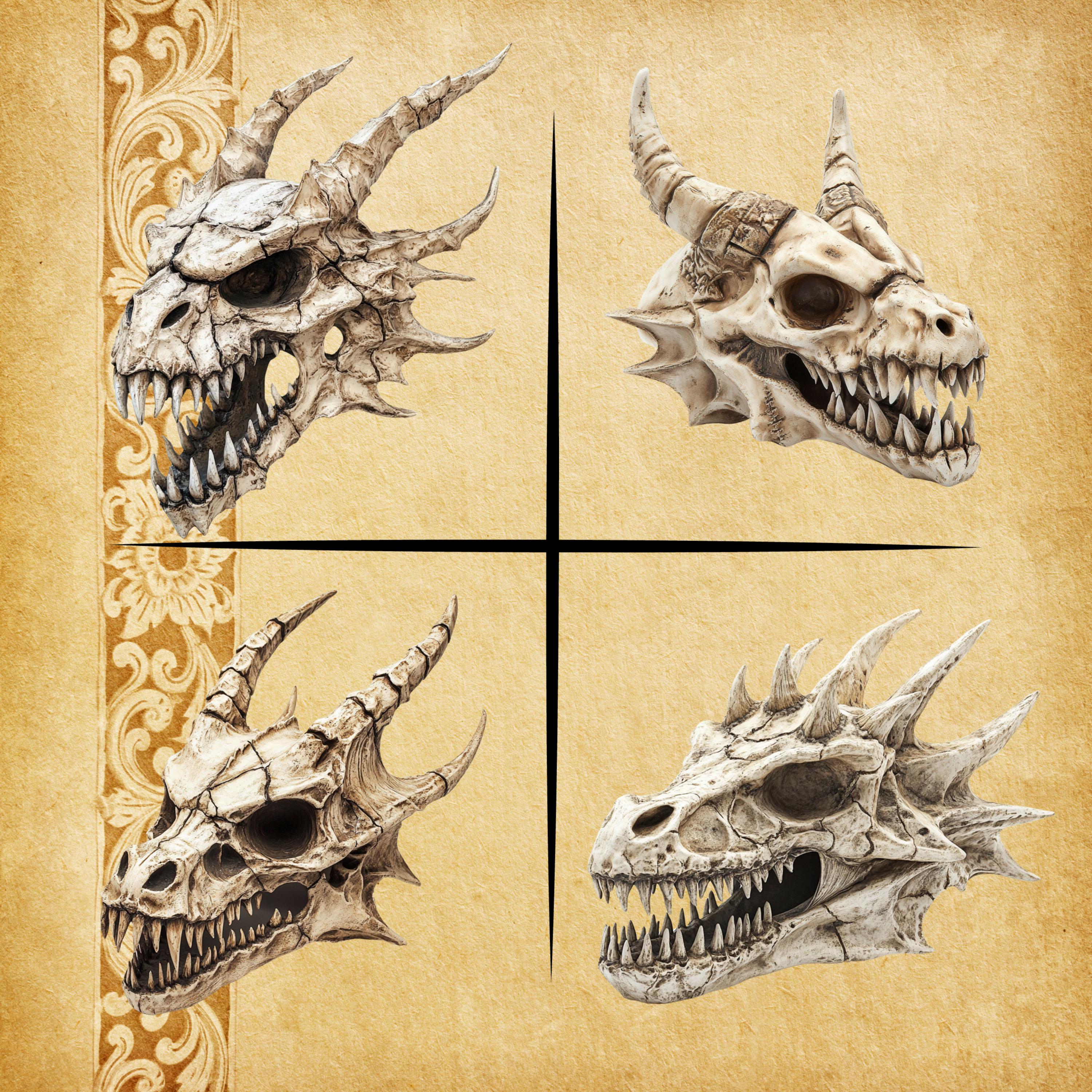 Dragon Skulls Clipart – 20 Majestic and Mythical Dragon Skulls ...